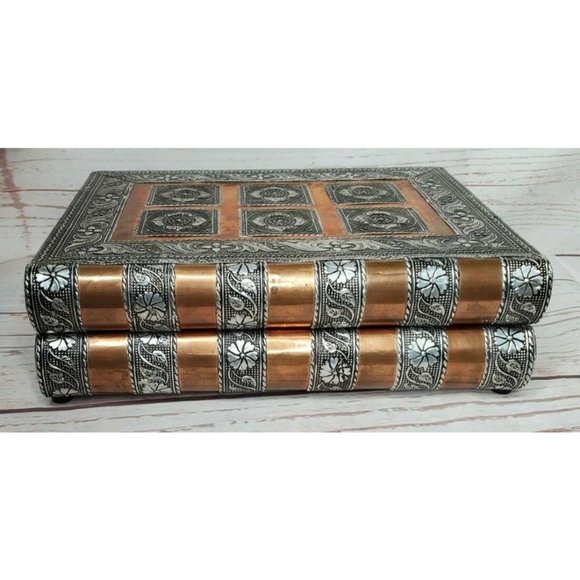Box | Storage & Organization | Vintage Embossed Brass Locking Book ...